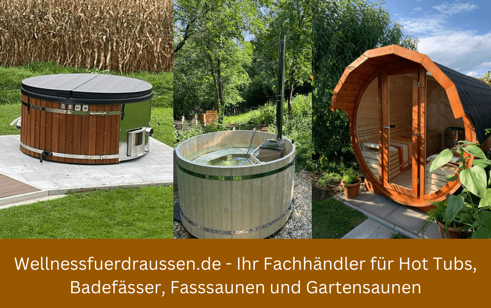 Wellness im Garten mit einem Hot Tub und einer Fasssauna